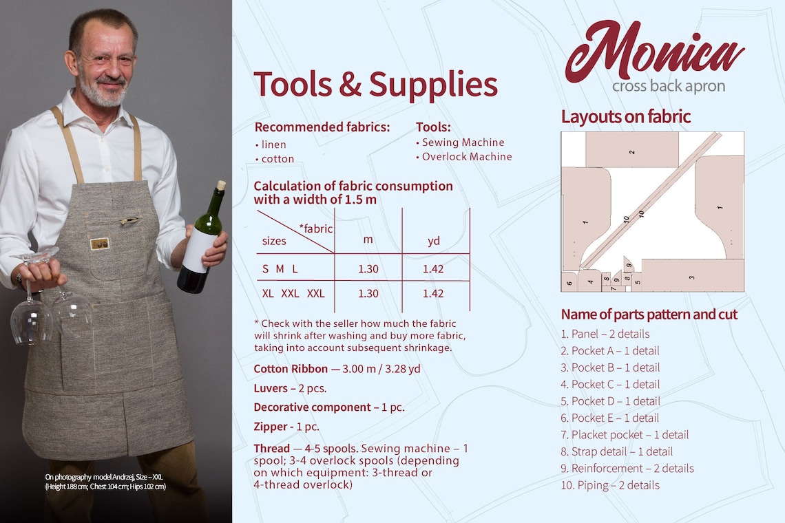 Cross Back Apron Sewing Pattern Vendor Apron Pattern Barista Apron ...