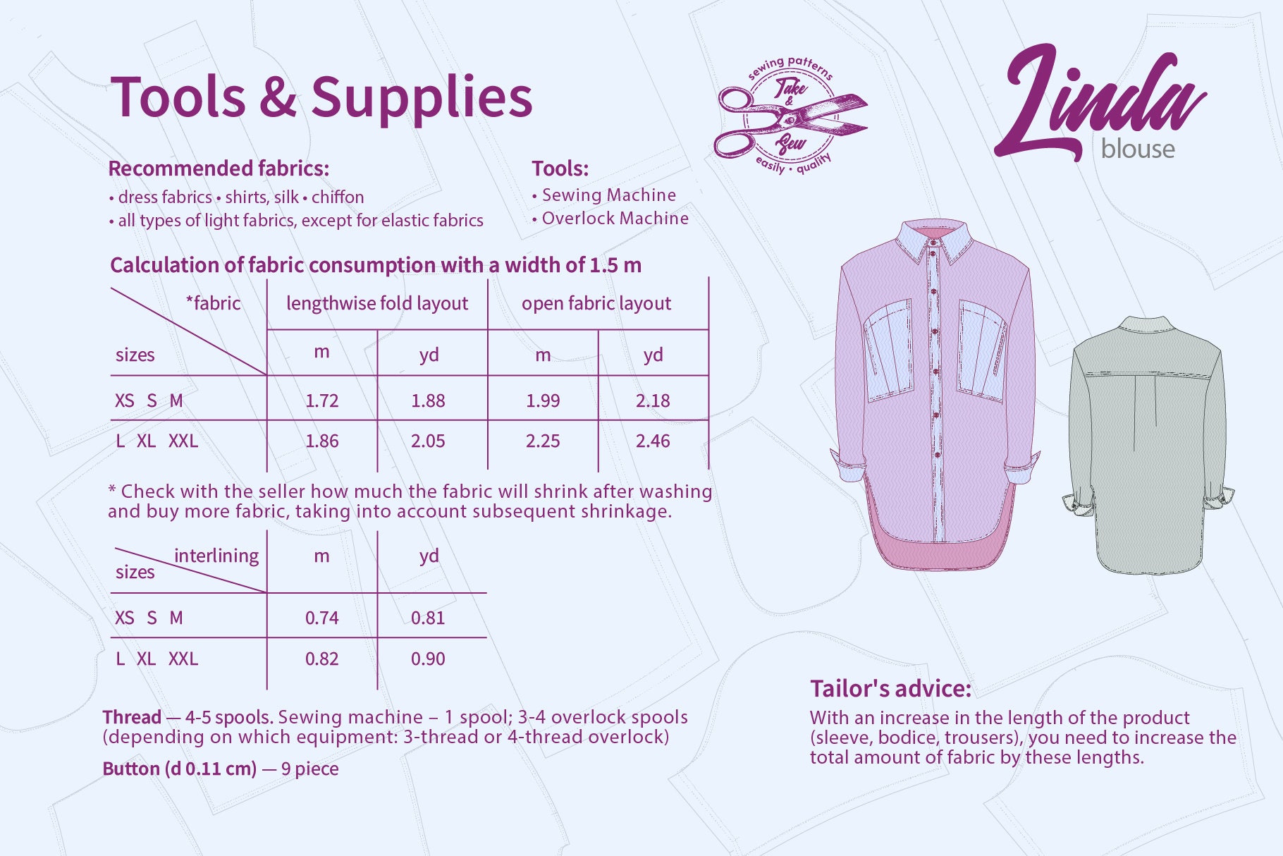 Elegant Blouse Sewing Pattern PDF Sewing Pattern Loose Blouse Pattern ...