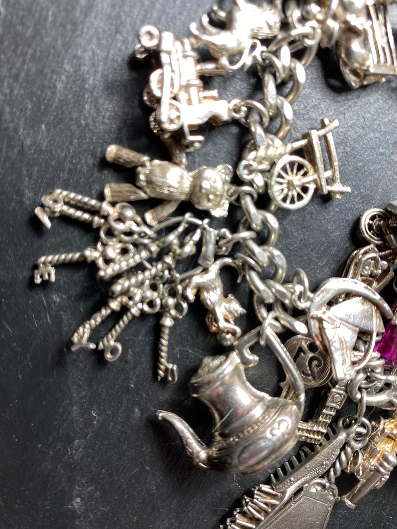 Solid 925 Sterling Silver Exquisite Heavy Fully Loaded VINTAGE CHARMS ...