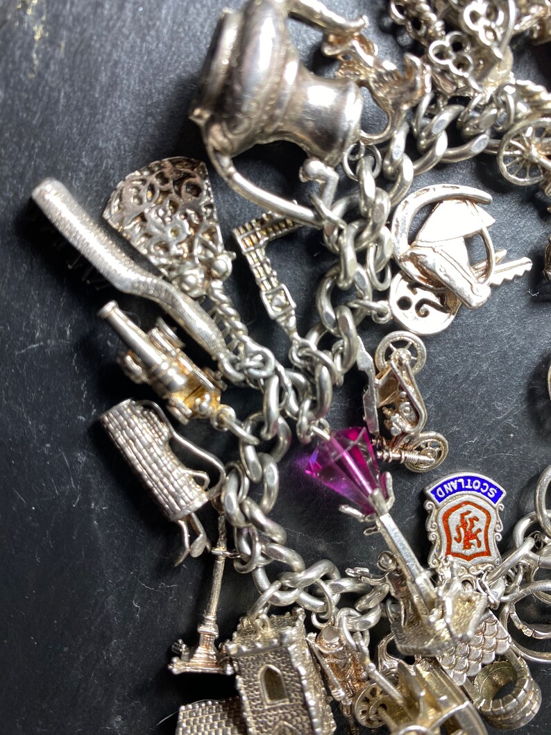Solid 925 Sterling Silver Exquisite Heavy Fully Loaded VINTAGE CHARMS ...
