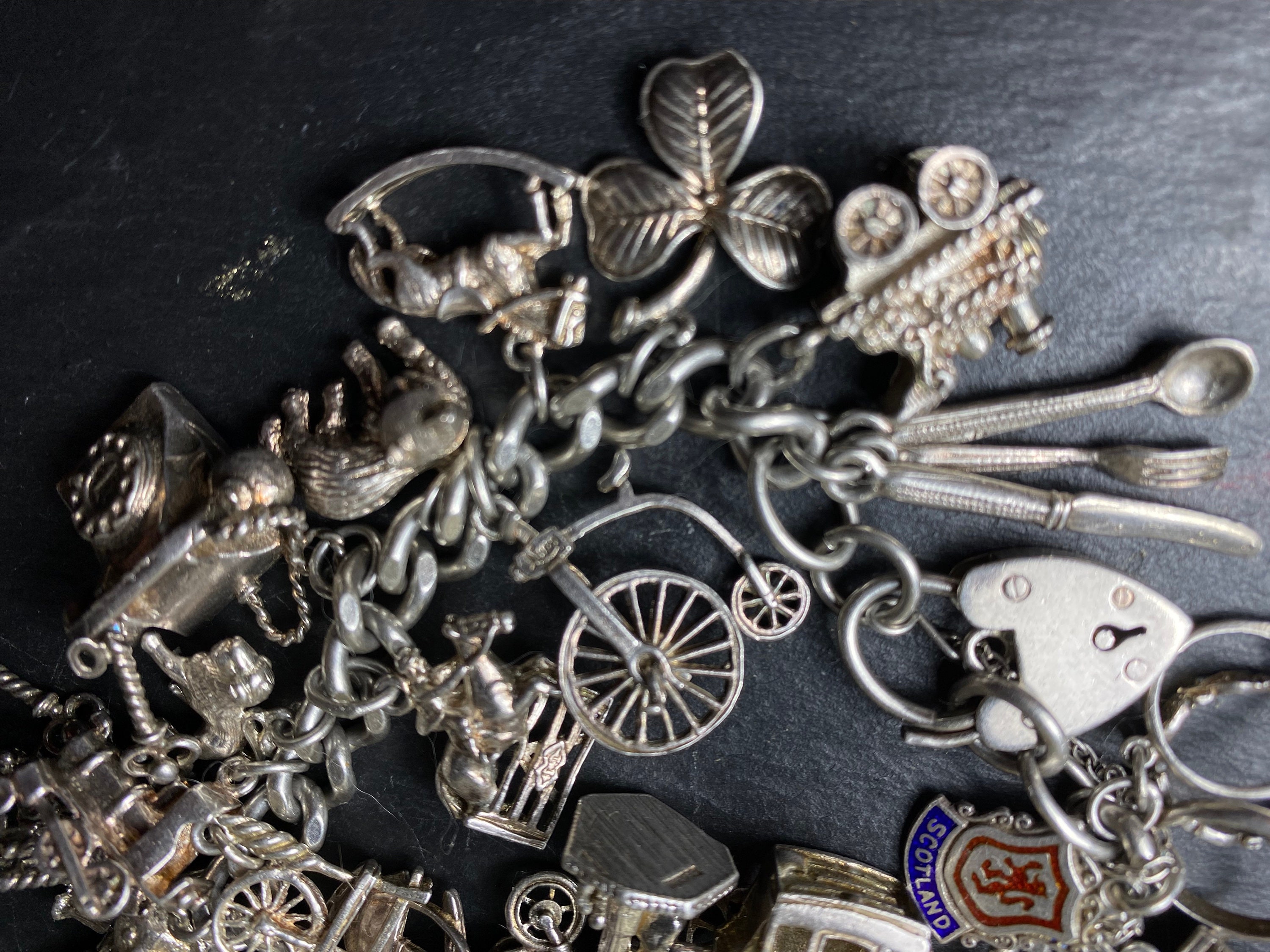 Solid 925 Sterling Silver Exquisite Heavy Fully Loaded VINTAGE CHARMS ...