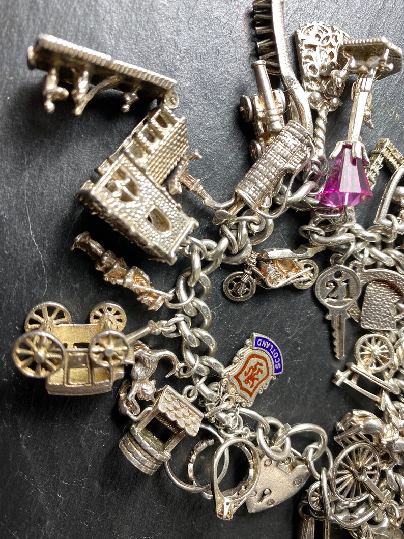 Solid 925 Sterling Silver Exquisite Heavy Fully Loaded VINTAGE CHARMS ...