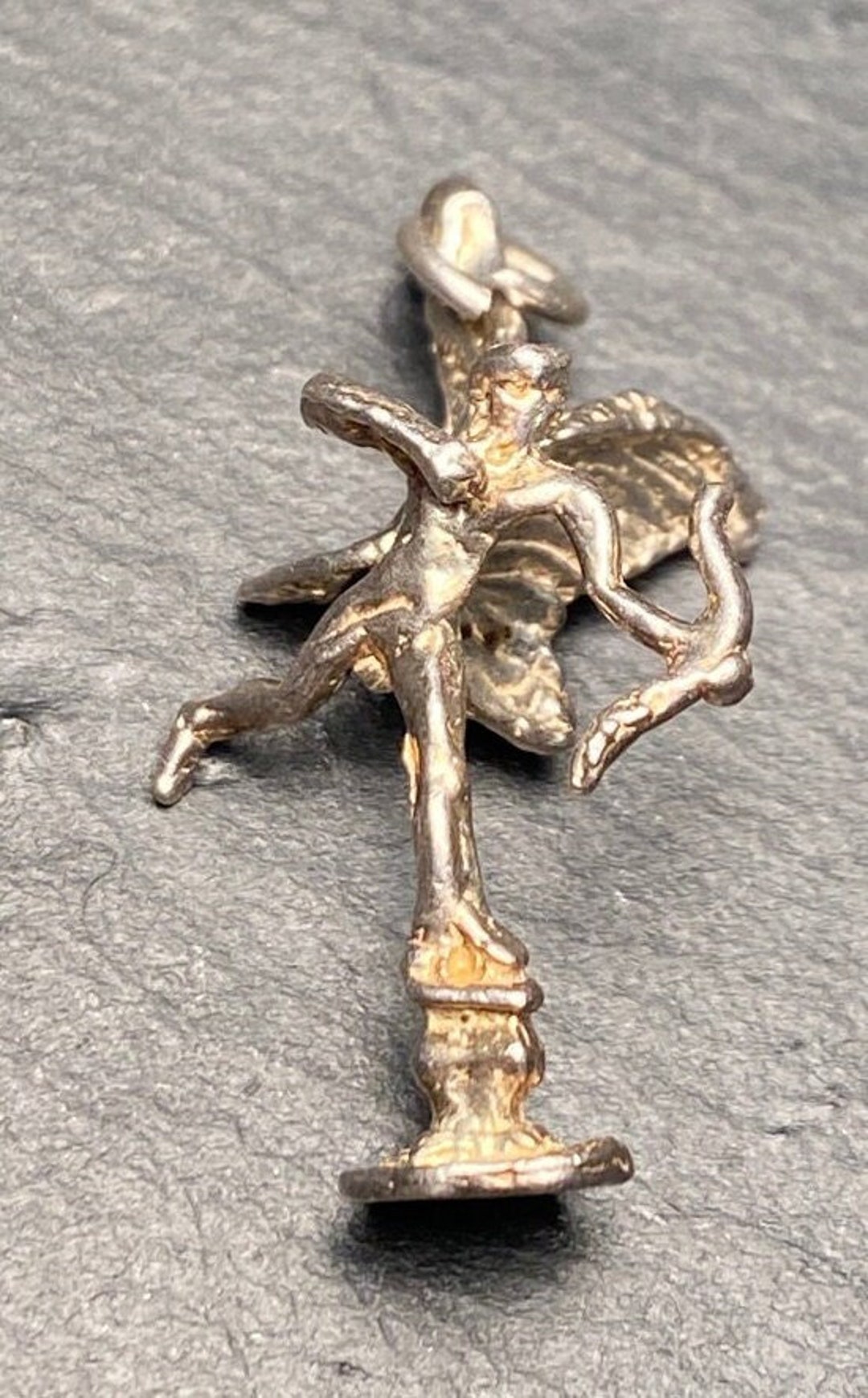 Solid 925 Sterling Cupid With Large Wings Aiming His Bow and Arrow ...