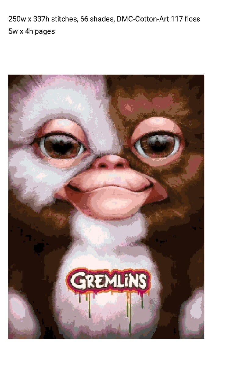 Gremlins Gizmo Cross Stitch Pdf Pattern - Etsy