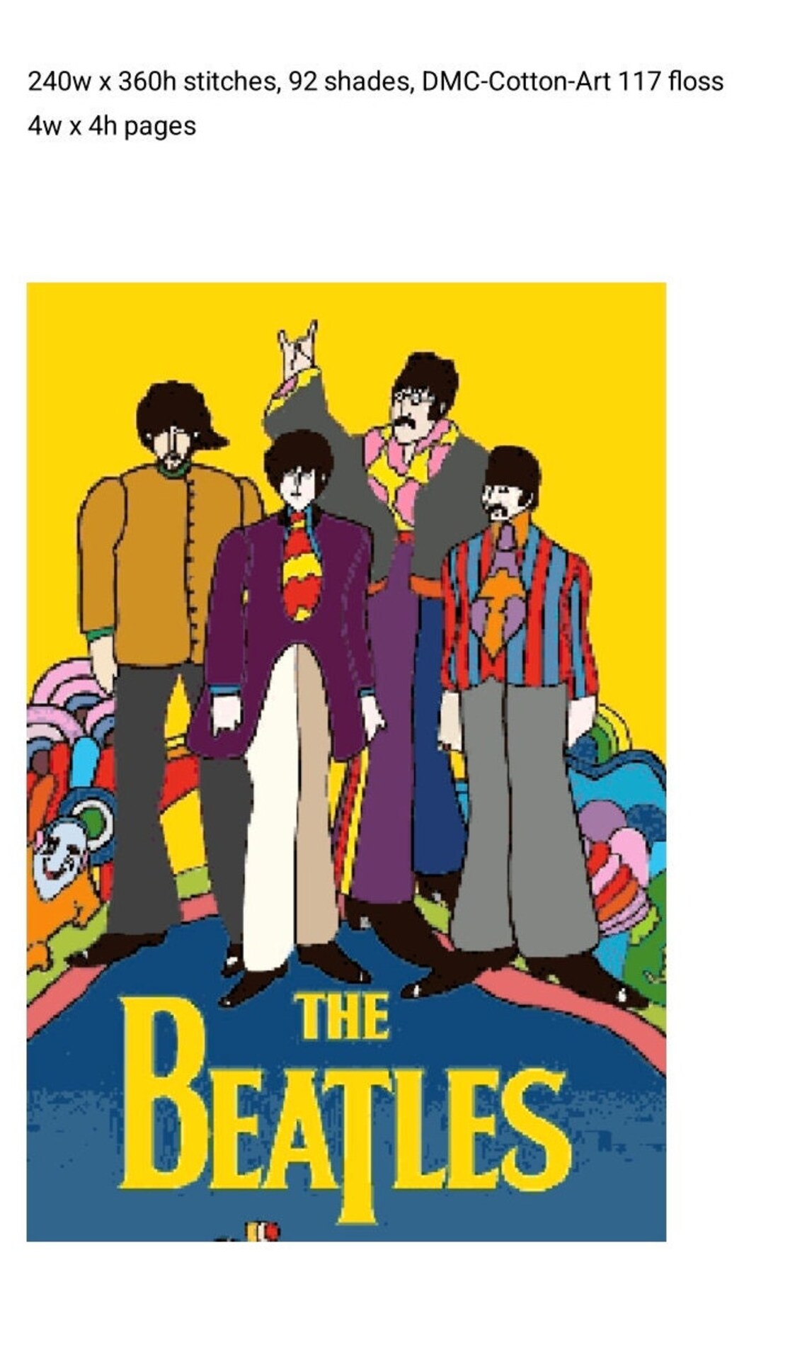 The Beatles Cross Stitch Pdf Pattern - Etsy Canada