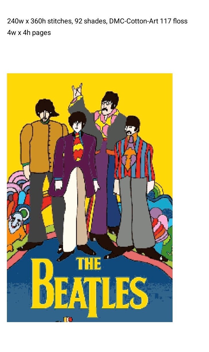 The Beatles Cross Stitch Pdf Pattern - Etsy Canada