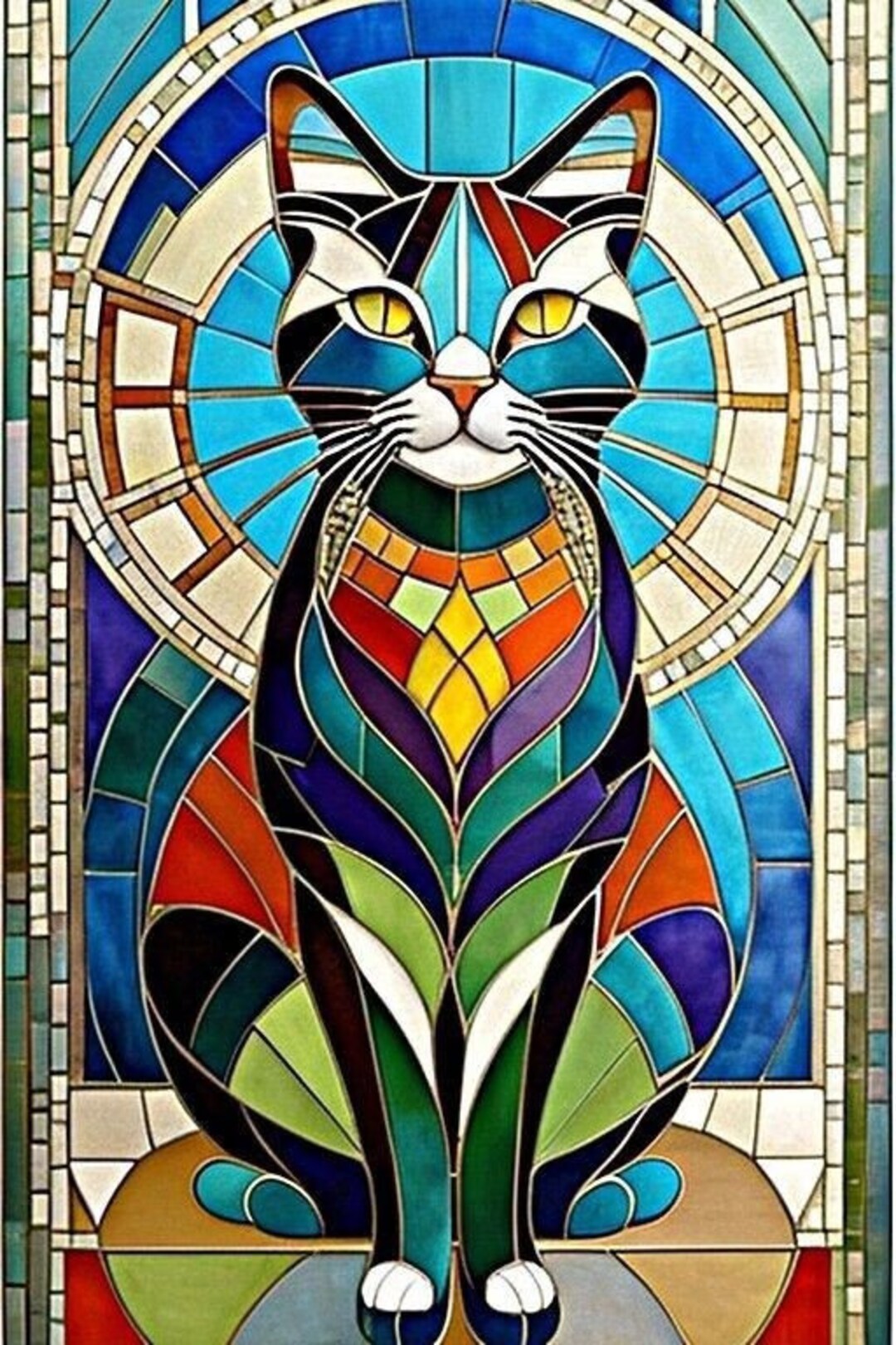 Stained Glass Cat Cross Stitch Pdf Pattern - Etsy
