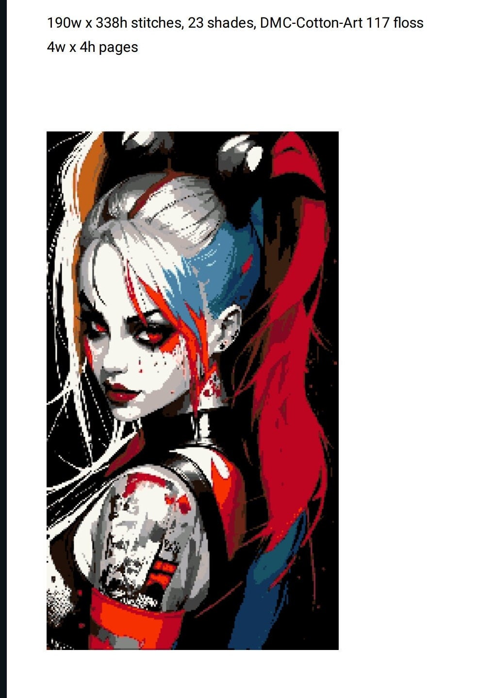 Harley Quinn Cross Stitch Pdf Pattern - Etsy