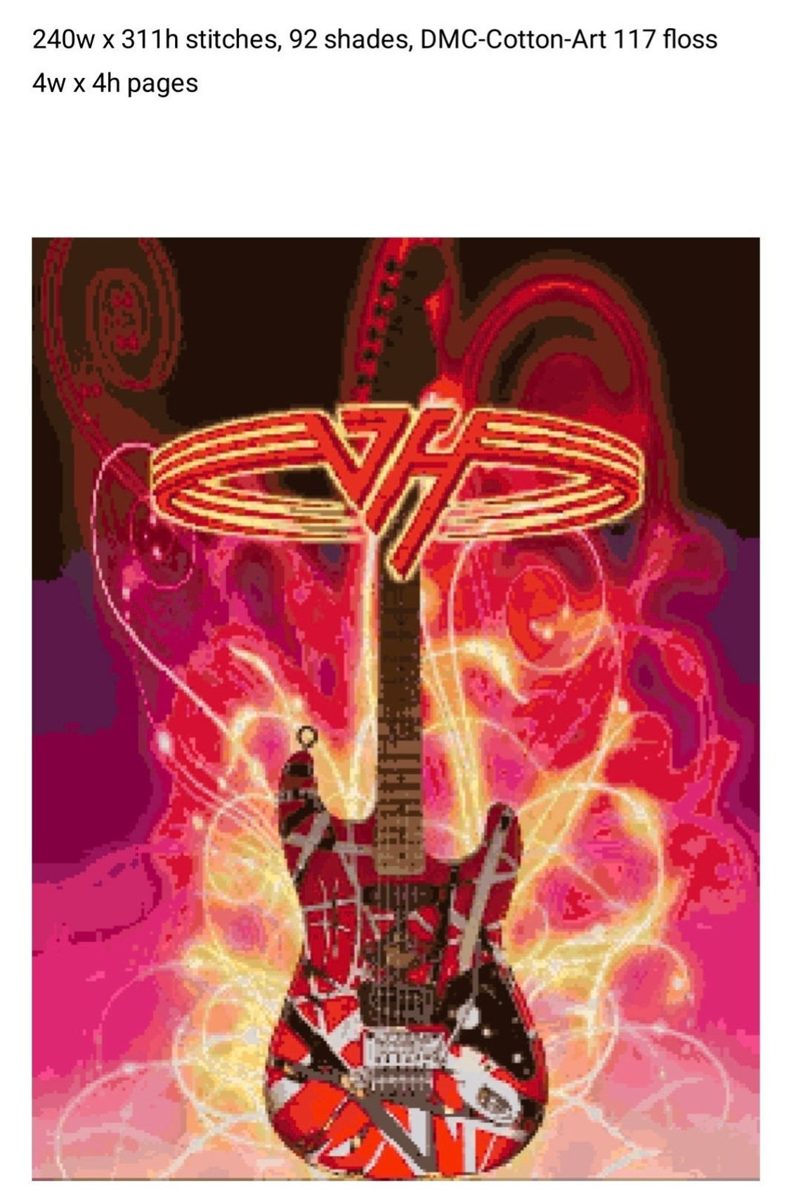 Van Halen Cross Stitch Pdf Pattern - Etsy