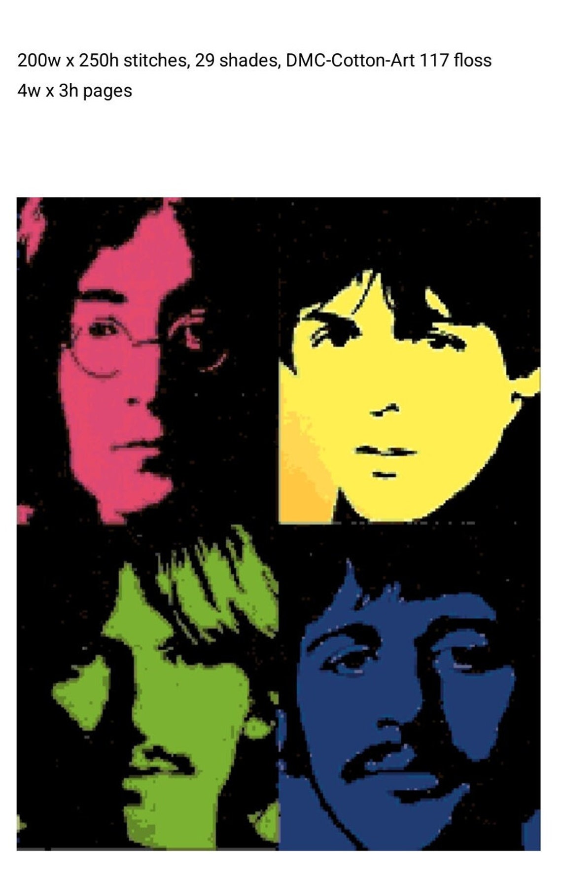 The Beatles Cross Stitch Pdf Pattern - Etsy UK