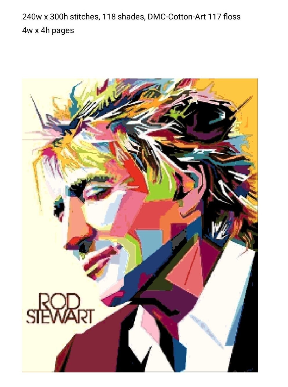 Rod Stewart Pdf Cross Stitch Pattern - Etsy