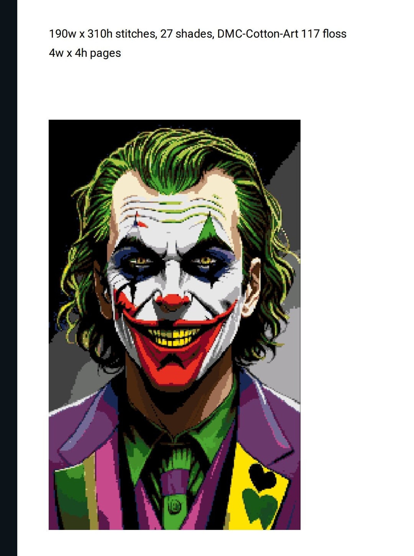 Joker Cross Stitch Pdf Pattern - Etsy