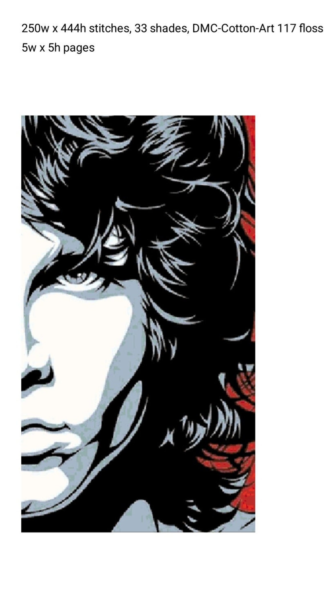 Jim Morrison the Doors Cross Stitch Pdf Pattern - Etsy