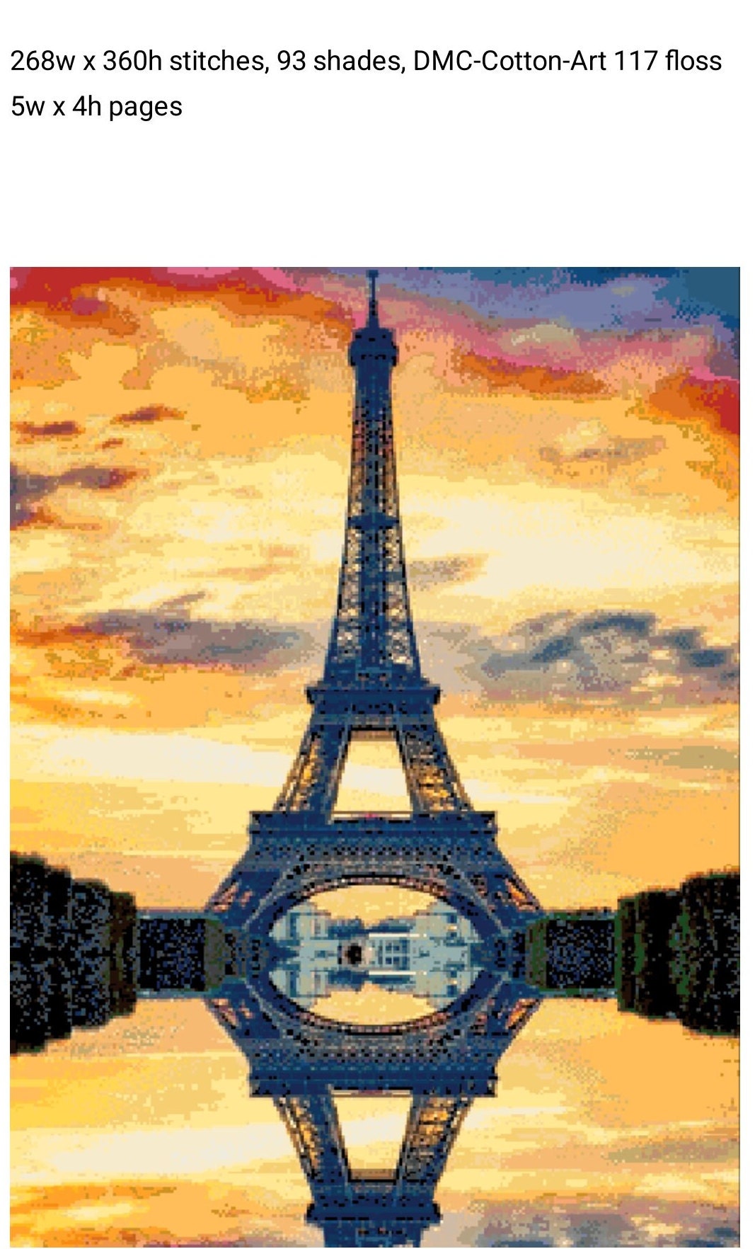 Eiffel Tower Cross Stitch Pdf Pattern - Etsy