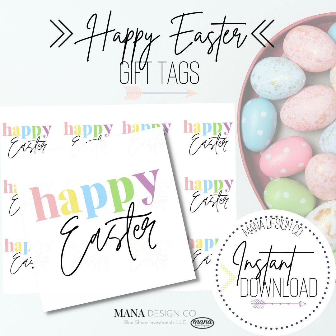 Printable Easter Gift Tag Square & Classic Designs for Easter Cards and ...