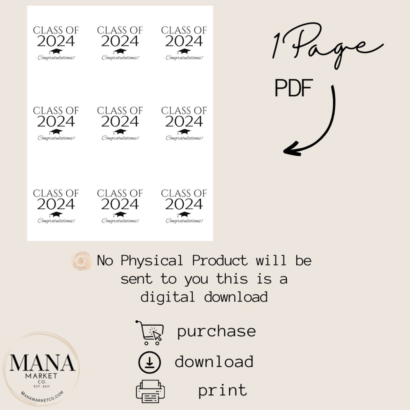 Class of 2024 Graduation Tags Instant Download Graduation Tags ...