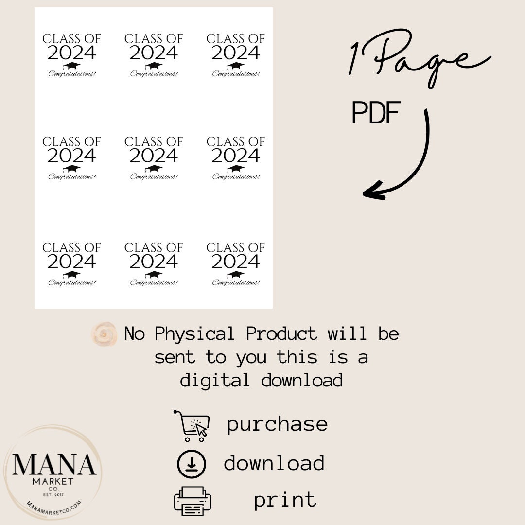 Class of 2024 Graduation Tags Instant Download Graduation Tags ...
