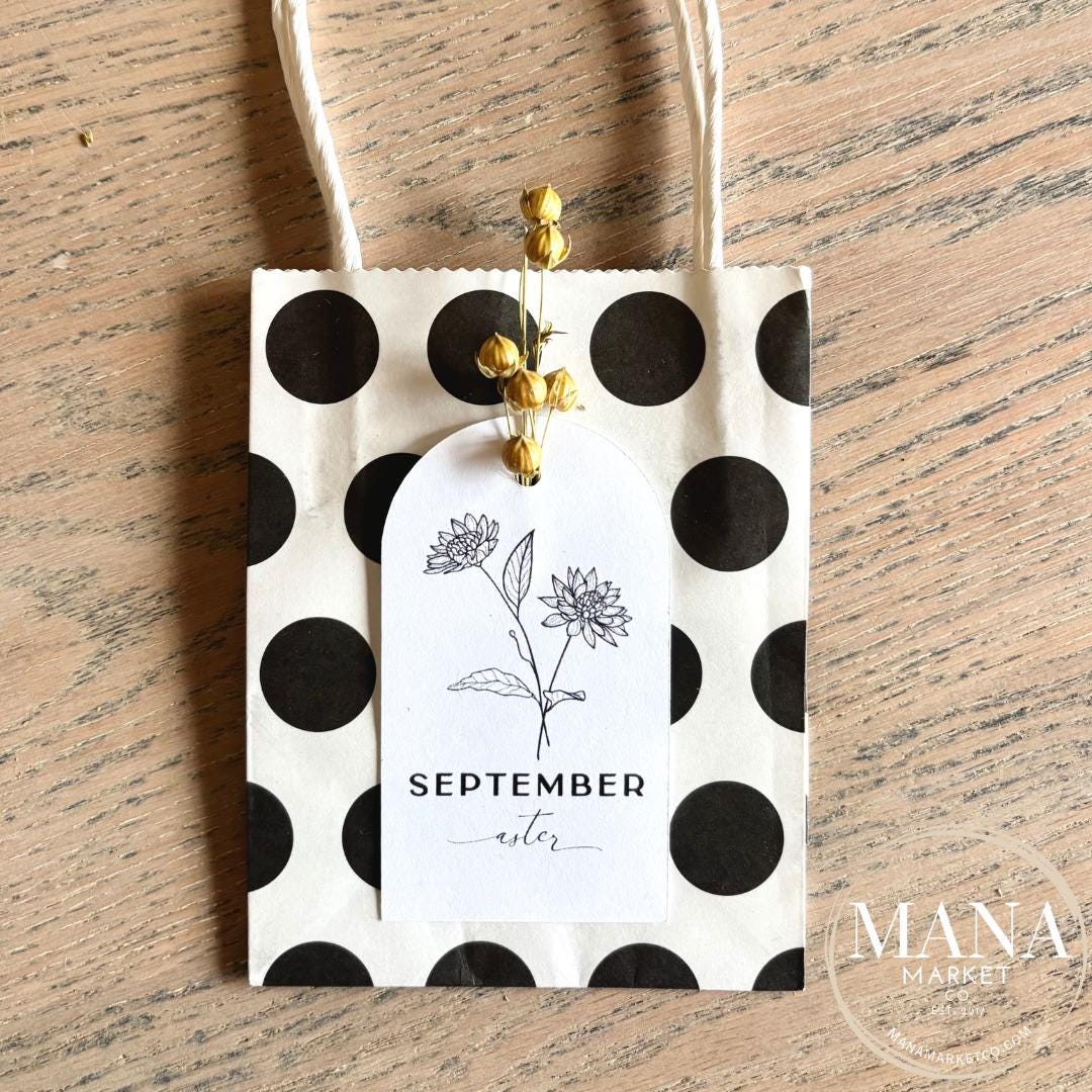 Birth Flower Tag for Gift Bag Flower Month Gift Tag Flower Tags for ...