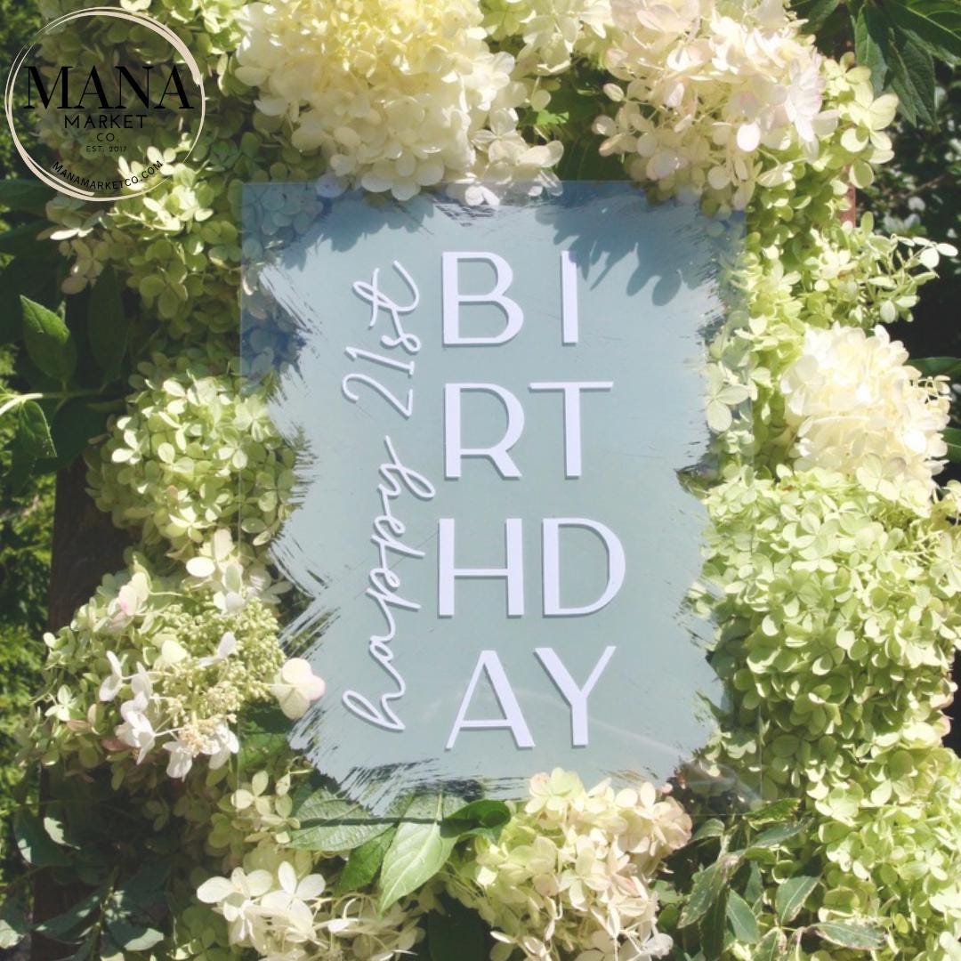 Birthday Decorations, Clear Acrylic Sign, Custom Birthday Sign for ...