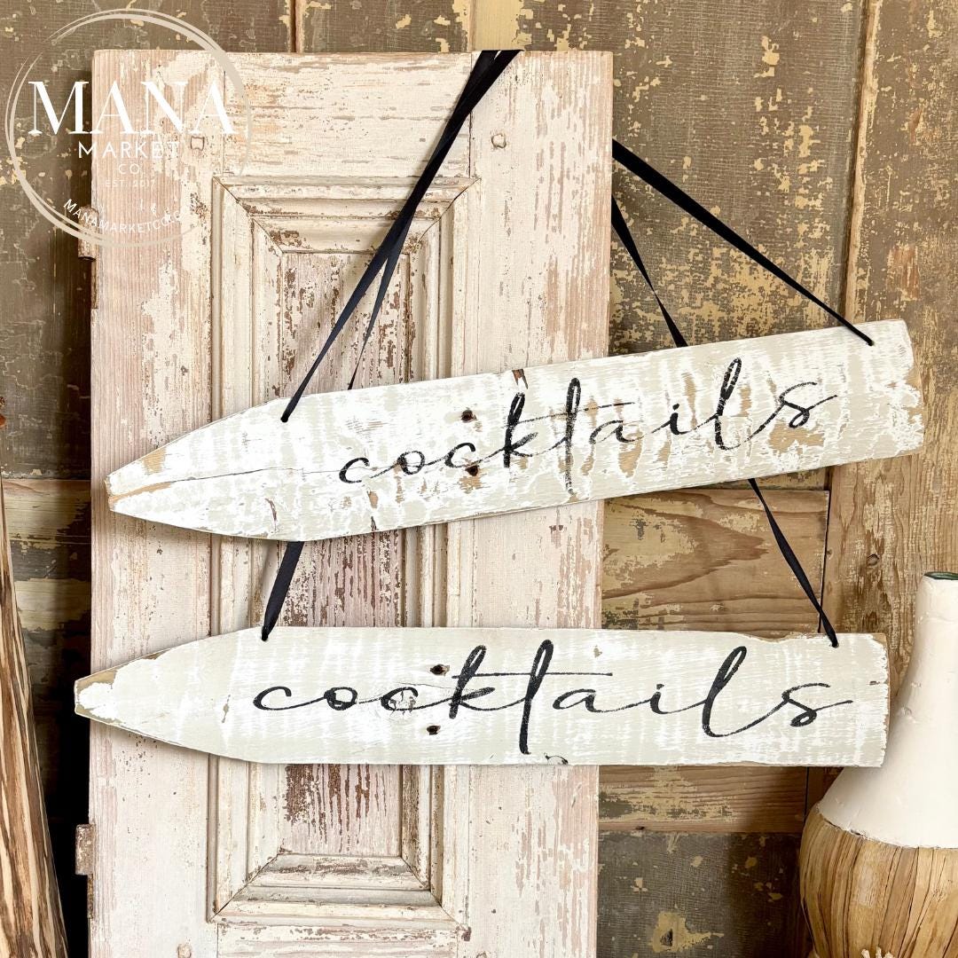 Cocktails Sign for Wedding Celebration With Directional Arrow Bar Sign ...