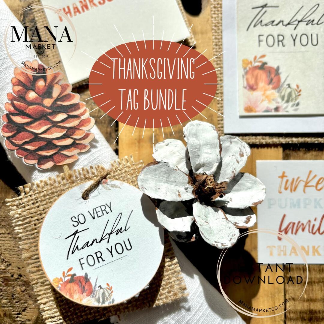 Fall Thankful Gift Tag Printable Happy Thanksgiving Place Card Tag ...