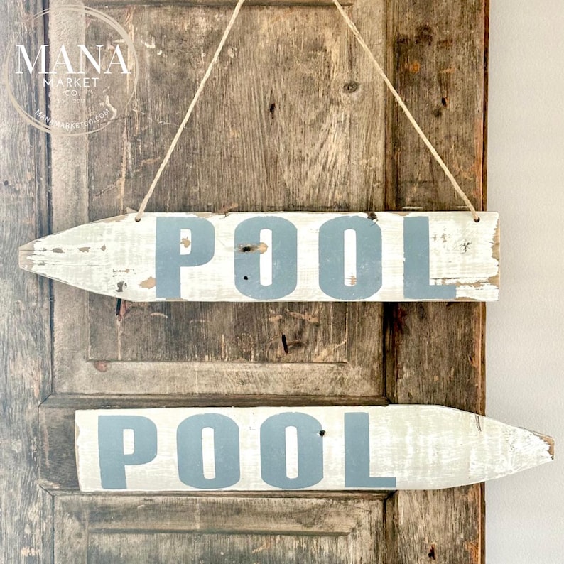 Pool Sign Pool Party Pool Art Rustic Pool Arrow Sign Outdoor Poolside ...