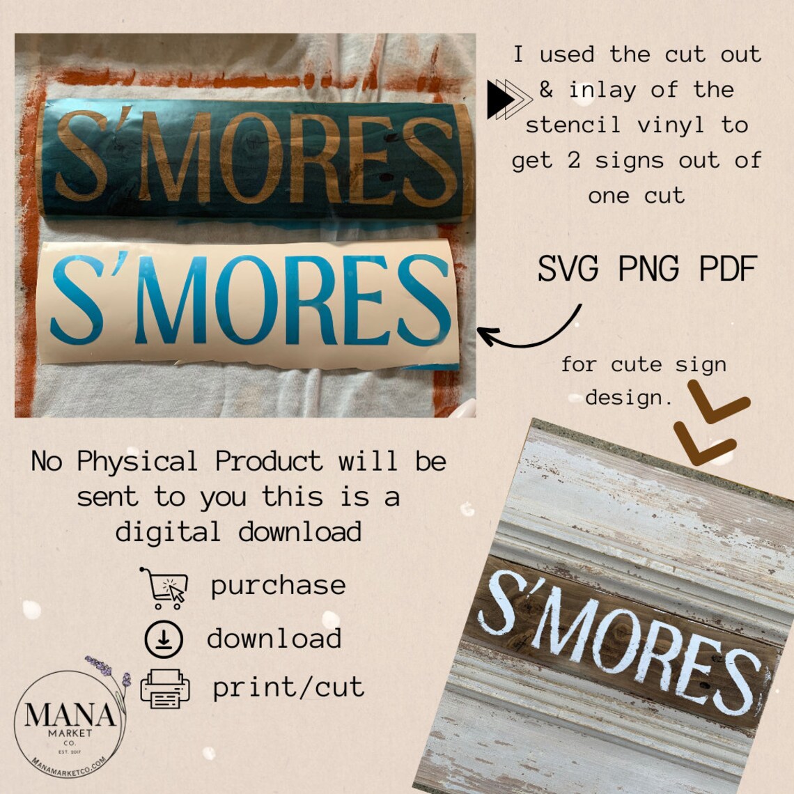Printable S'more Sign SVG, S'more Station Sign, S'mores Digital ...