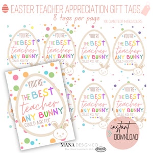 Teachers Appreciation Tag Teacher Gift Bunny Printable Tags Easter Gift ...