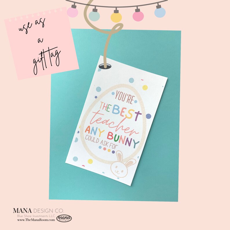 Teachers Appreciation Tag Teacher Gift Bunny Printable Tags Easter Gift ...