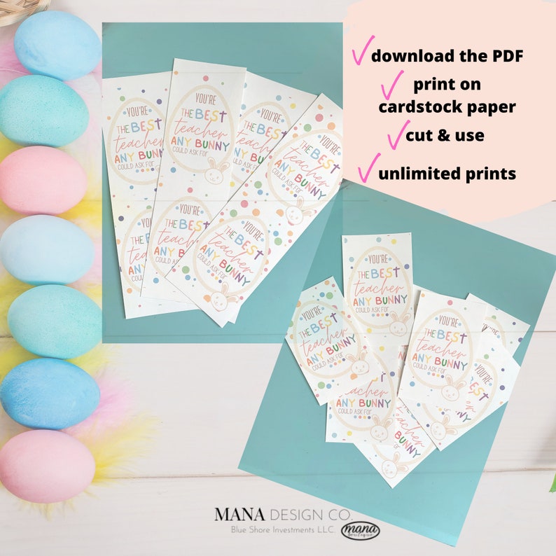 Teachers Appreciation Tag Teacher Gift Bunny Printable Tags Easter Gift ...