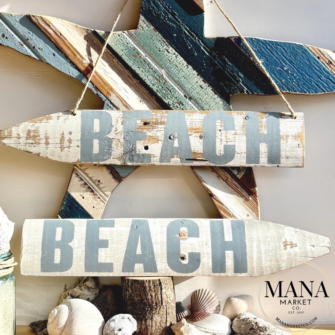 Beach Arrow Sign Rustic Beach House Decor Directional Beach Sign ...