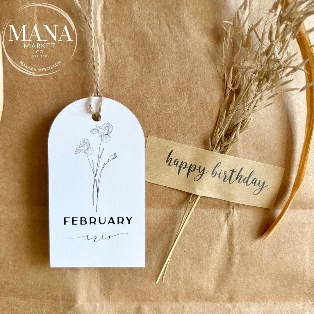 Birth Flower Tag for Gift Bag Flower Month Gift Tag Flower Tags for ...