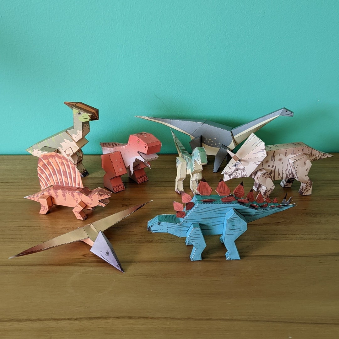 8 Dinosaurs 3d Papercraft Template / DIY Paper Dinosaurs / - Etsy