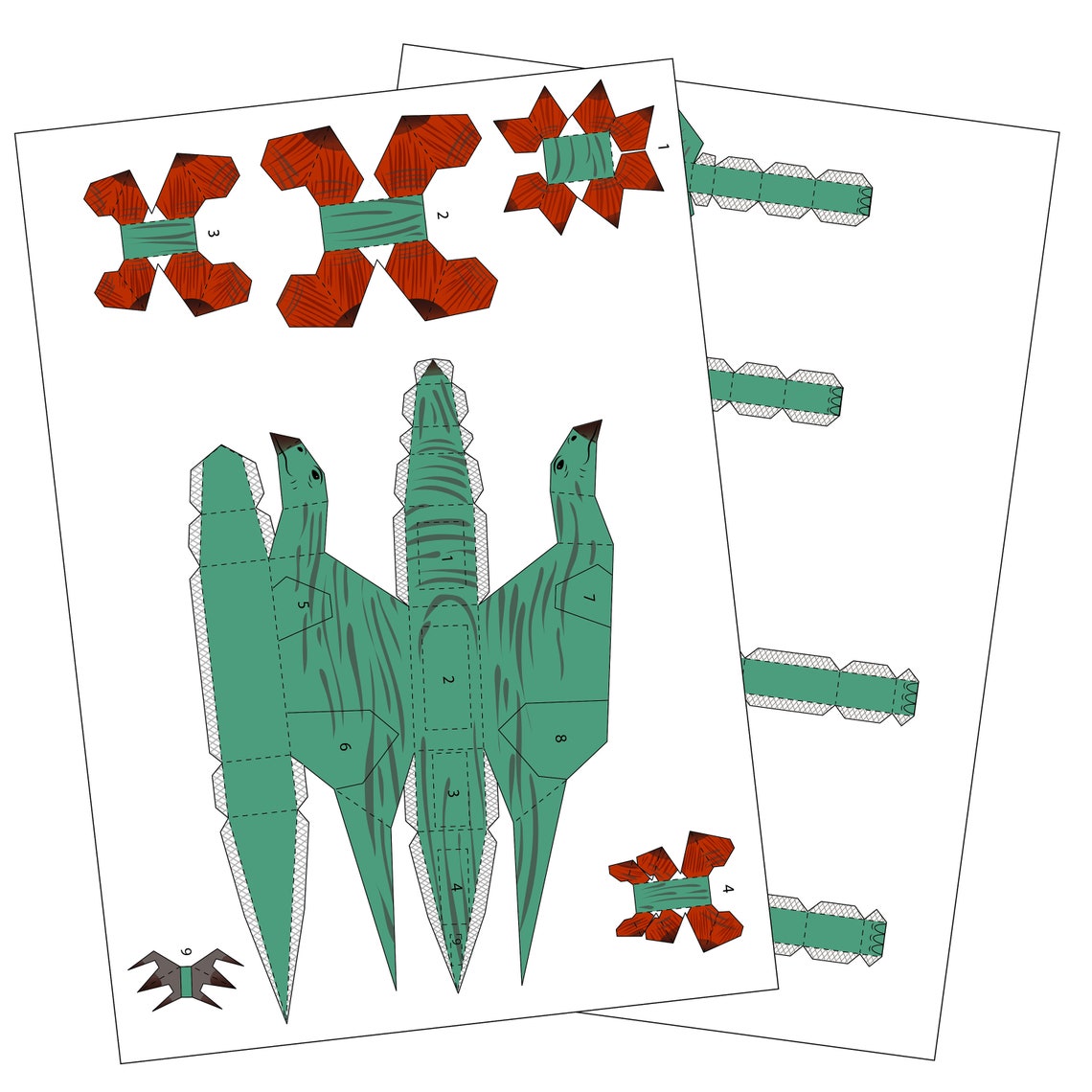 8 Dinosaurs 3d Papercraft Template / DIY Paper Dinosaurs / Origami ...