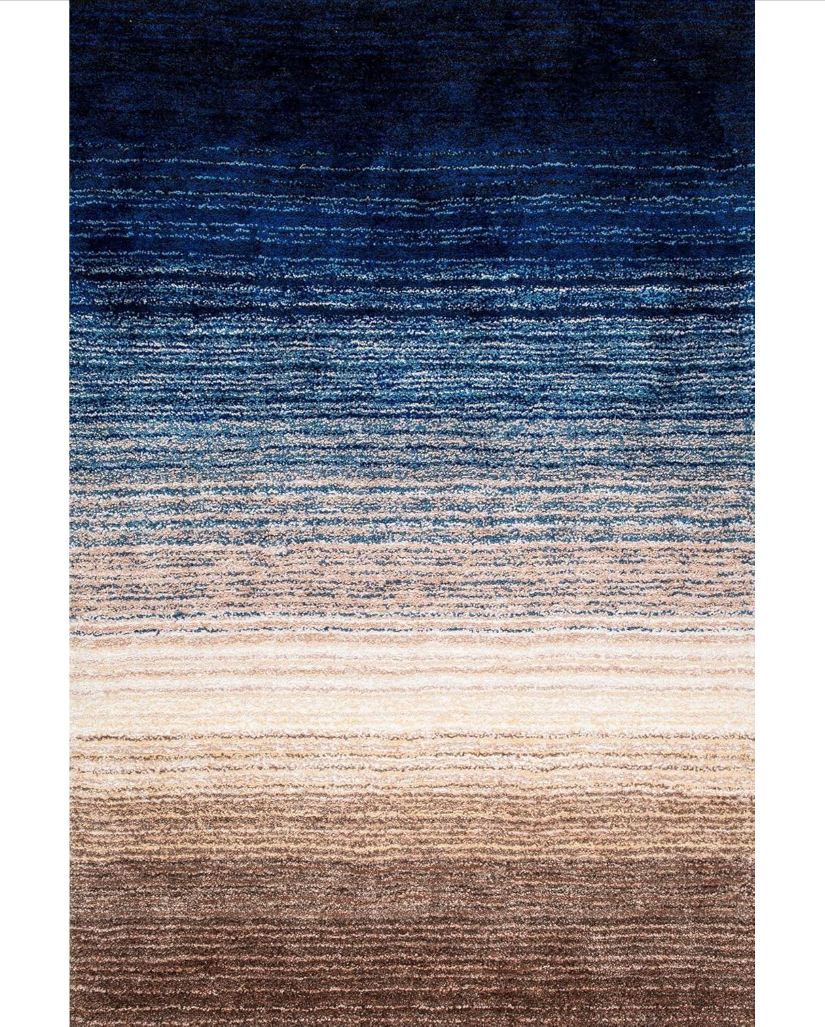 Ombre Blue and Brown Shag Rug Soft Gradient Area Rug for Living Room or ...