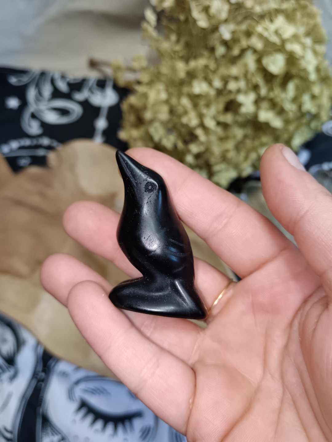 Raven Carved in Obsidian - Etsy