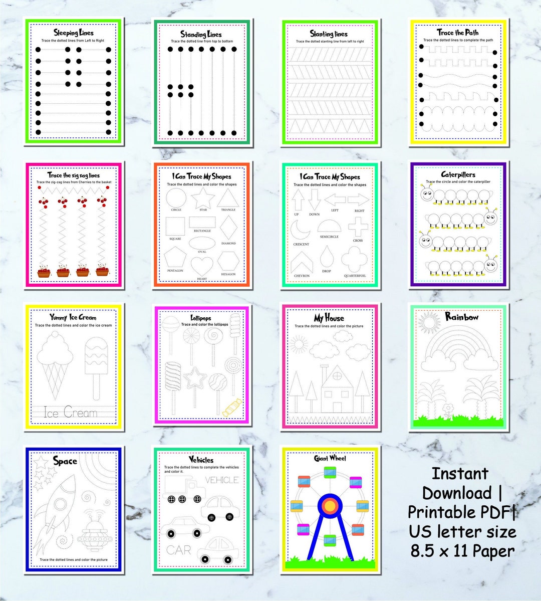 Homeschool Printables, Pencil Control Tracing Worksheets , Pre-writing ...