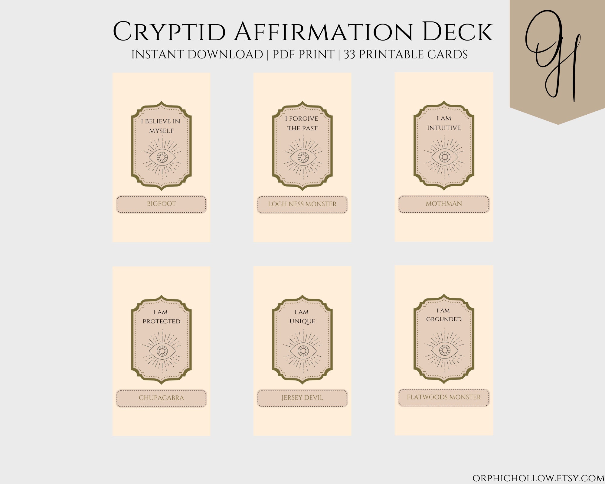 Printable Cryptid Affirmation Deck - Etsy