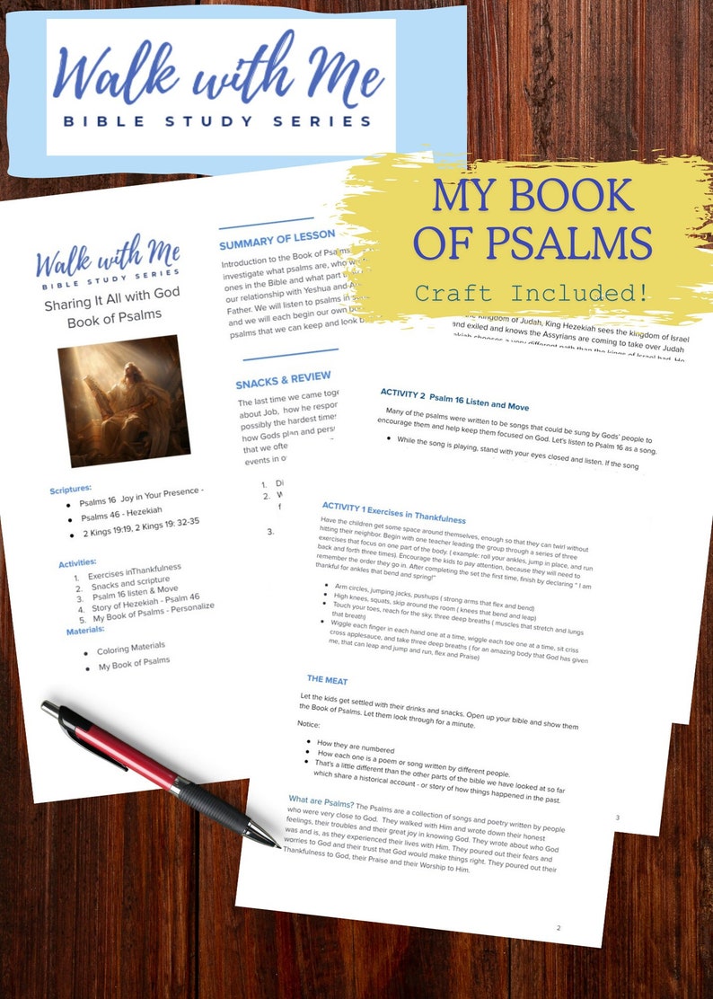 Psalms - Sharing It All With God - Childrens' Bible Study - Etsy