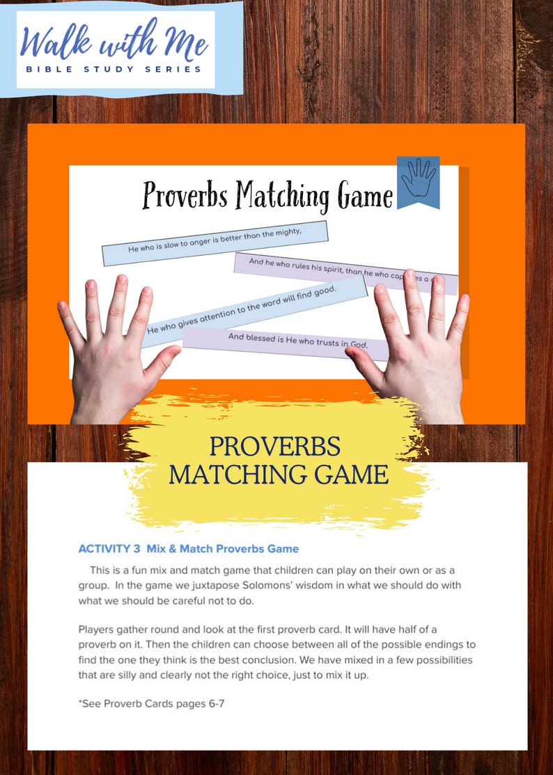 Intro to Proverbs -childrens' Bible Study - Etsy