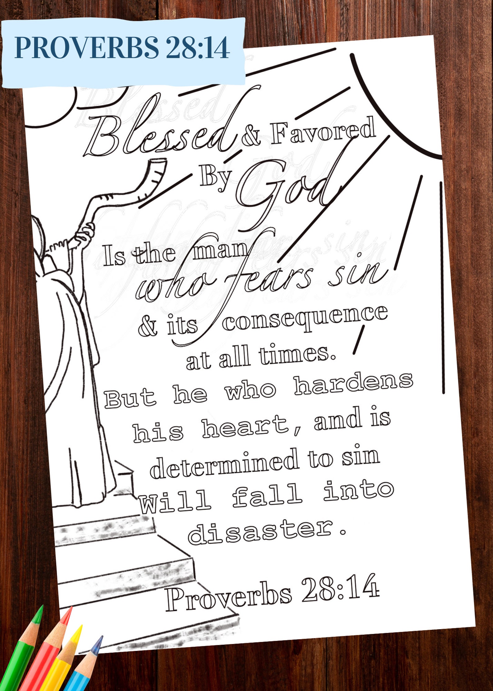 Bible Verse Coloring Page, Proverbs 28:14, Scripture Coloring Page ...
