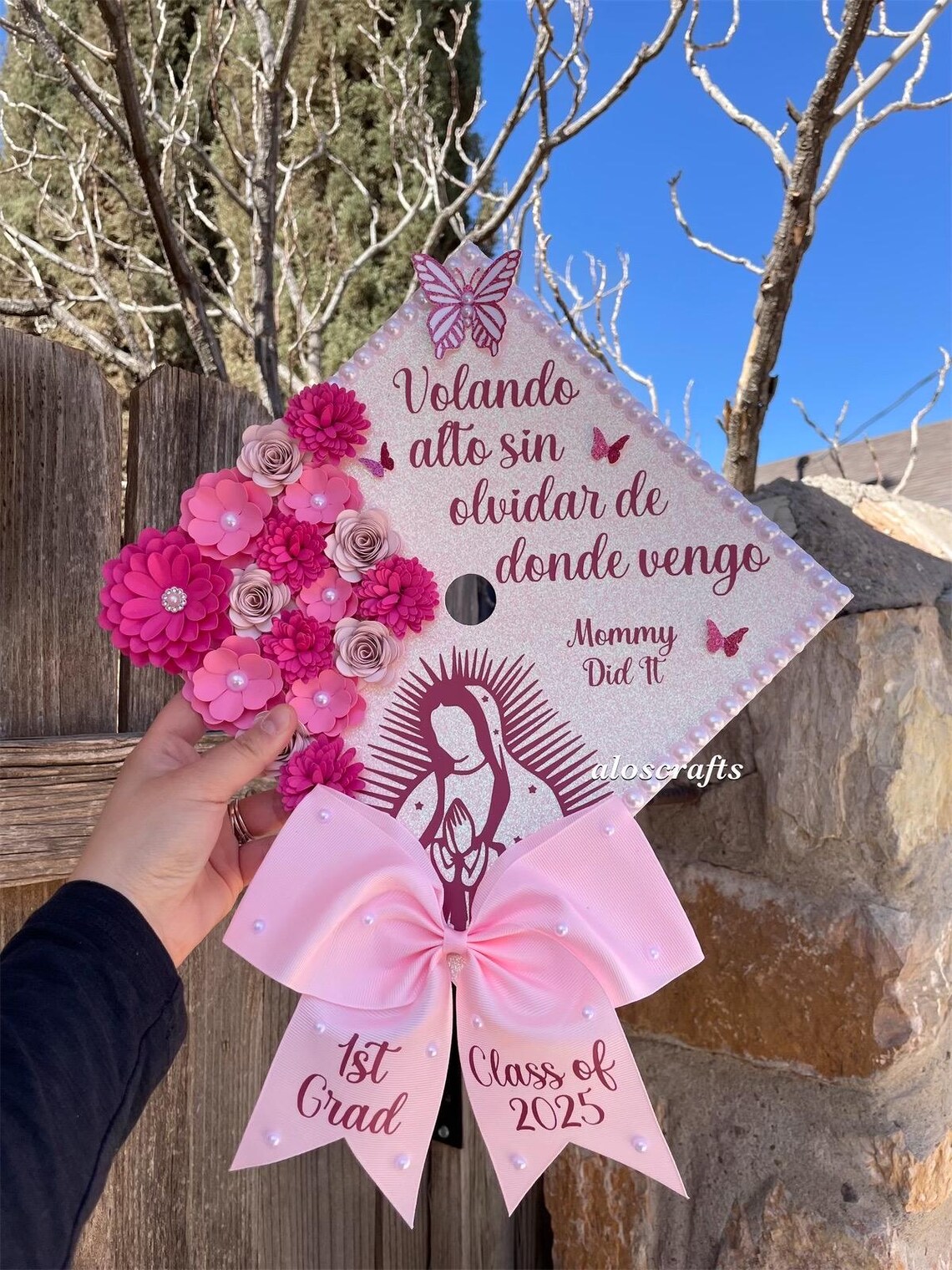 Pink Grad Cap Graduation Cap Cap Decor Grad Cap Topper Senior 2026 Cap ...
