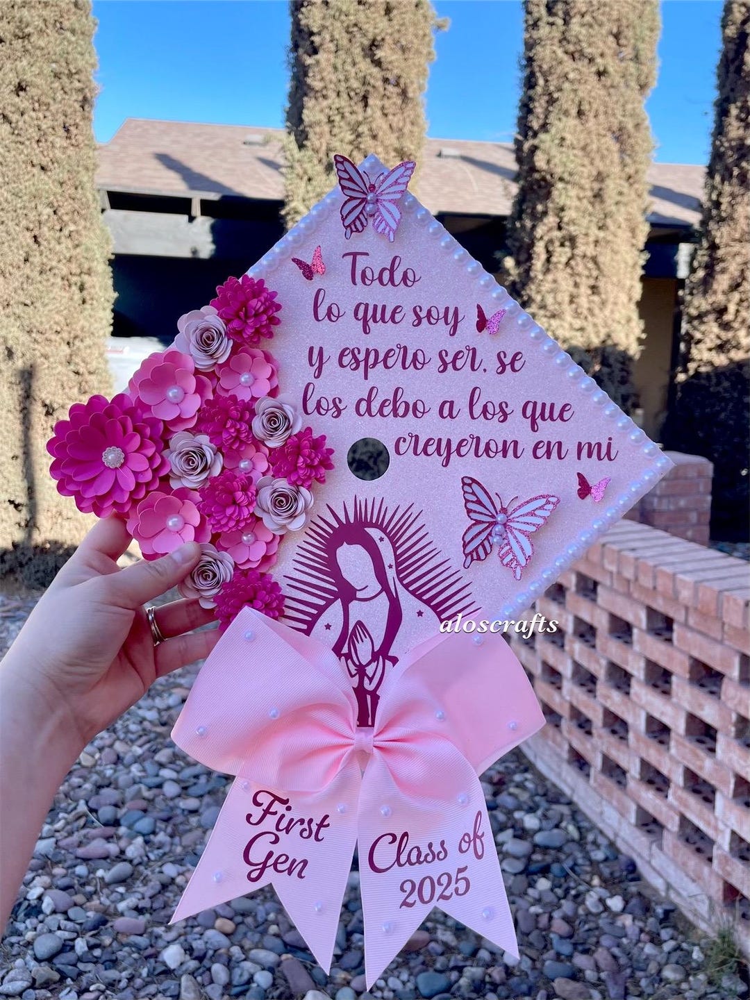 Pink Grad Cap Graduation Cap Cap Decor Grad Cap Topper Senior 2026 Cap ...