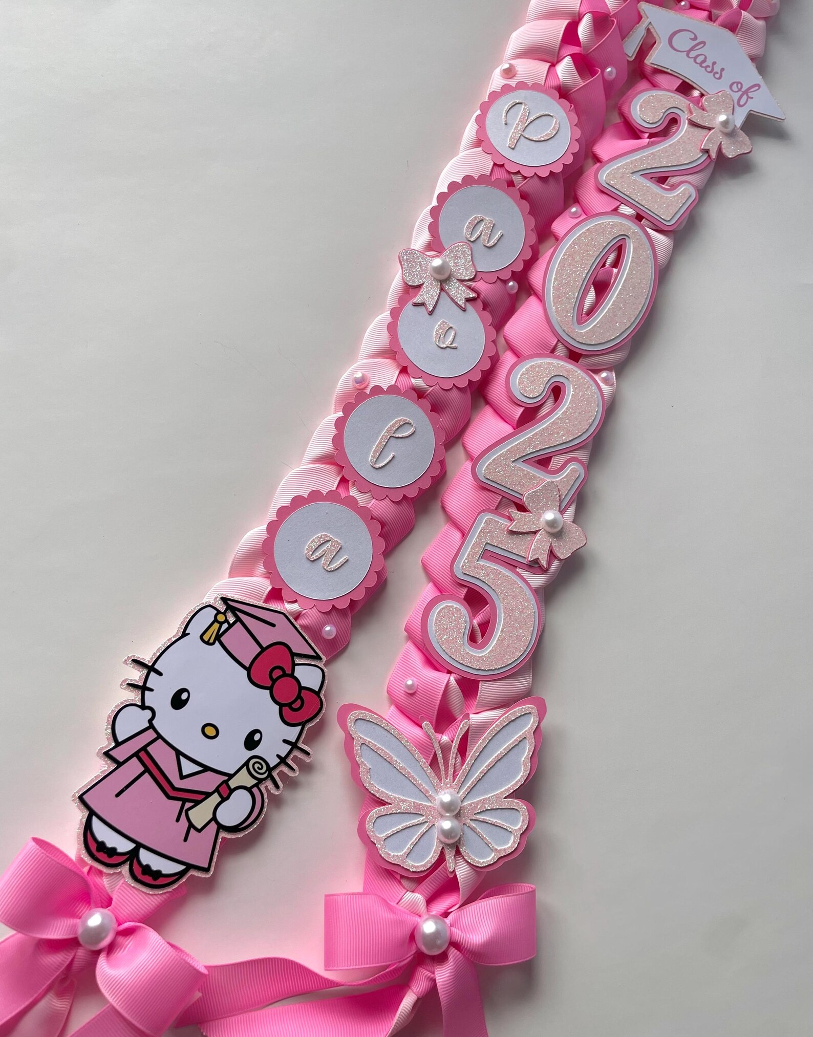 Custom Graduation Bundle Lei & Cap Topper Cute Girly Grad Caps Senior ...