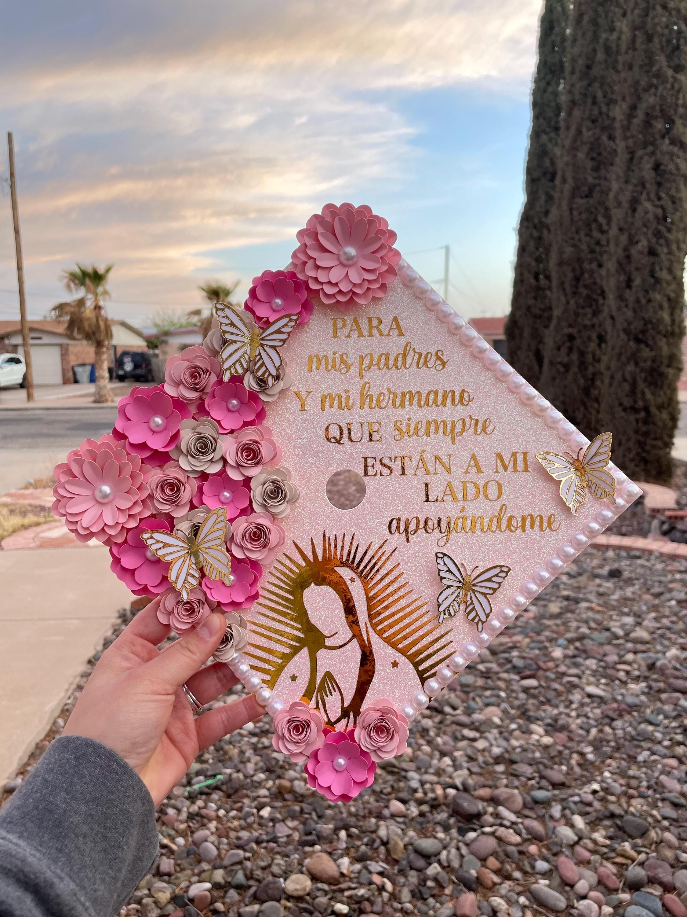 Custom Graduation Bundle Lei & Cap Topper Cute Girly Grad Caps Senior ...