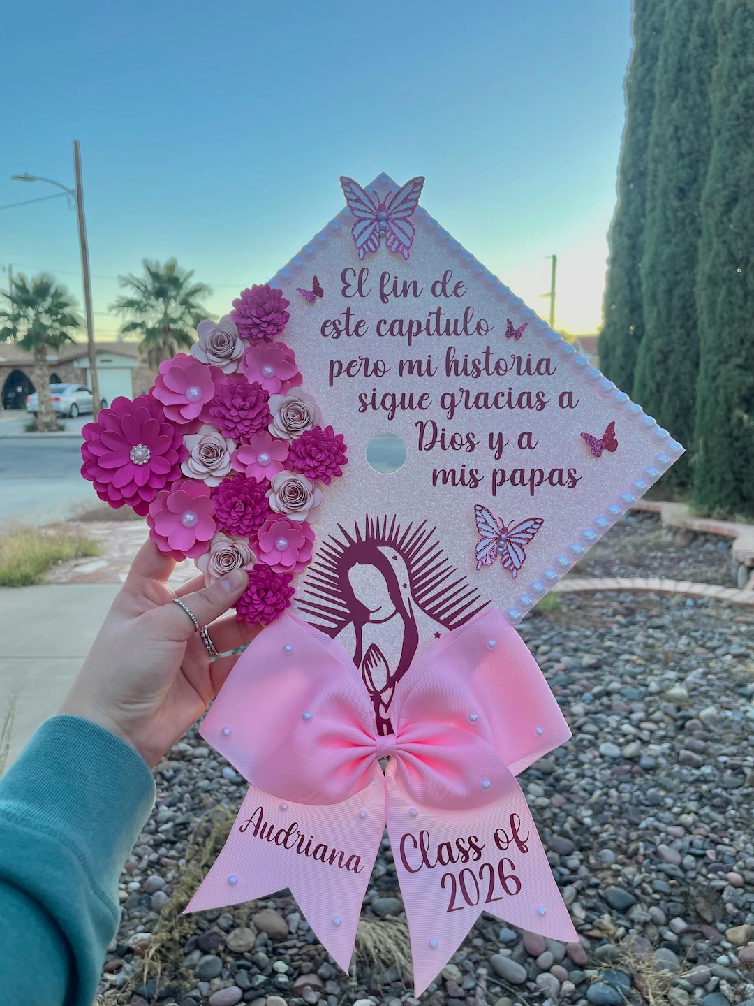 Pink Grad Cap Graduation Cap Cap Decor Grad Cap Topper Senior 2026 Cap ...