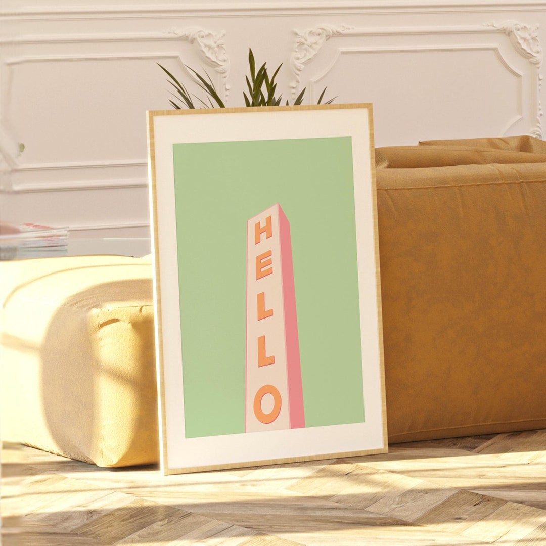 Colourful Hello Art Print, Welcome Slogan Poster, Hallway Print ...