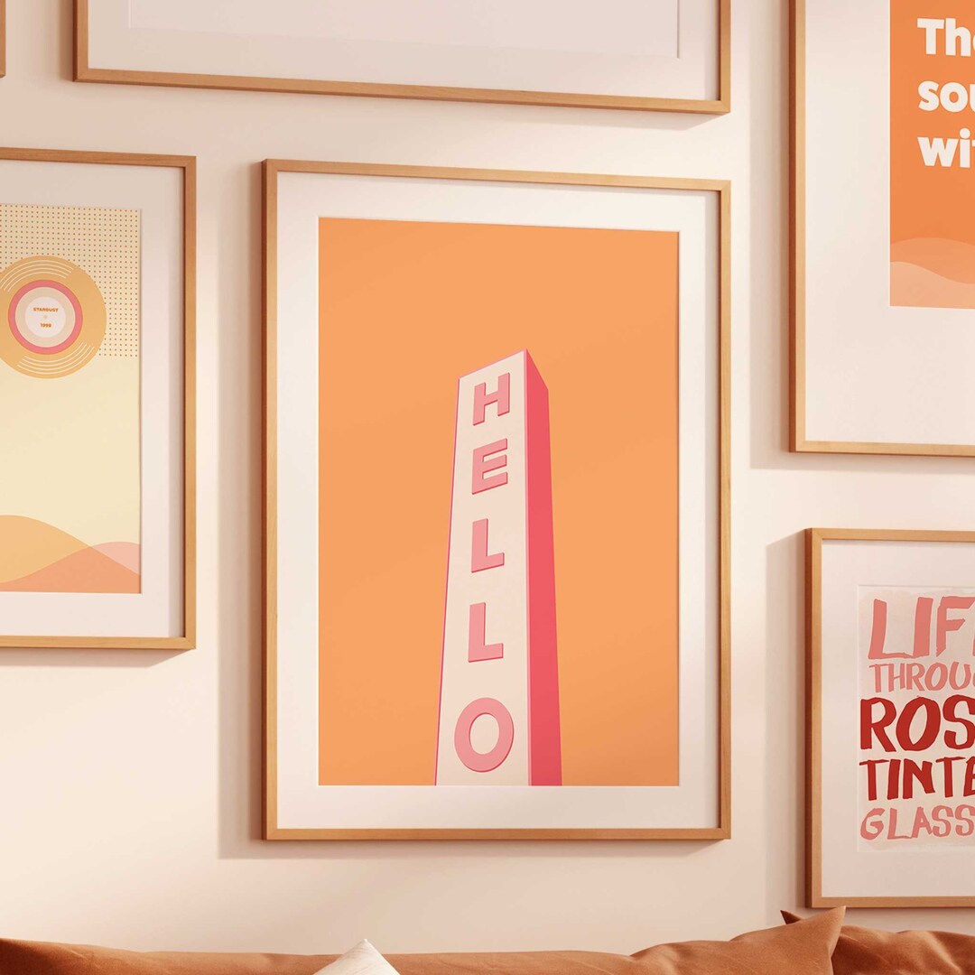Colourful Hello Art Print, Welcome Slogan Poster, Hallway Print ...