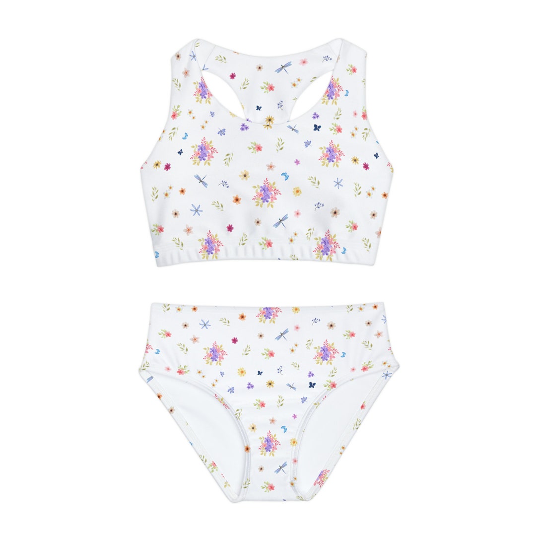 Spring Flowers Girls Two Piece Swimsuit : the ALAINA - Etsy