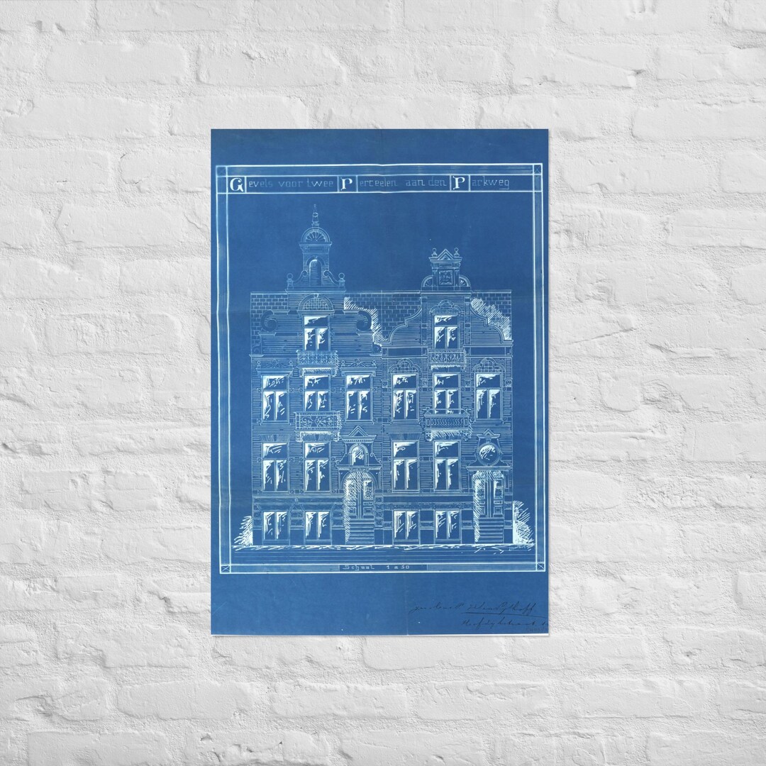 Blueprint Poster - 1896 Amsterdam Apartment Block - Vintage ...